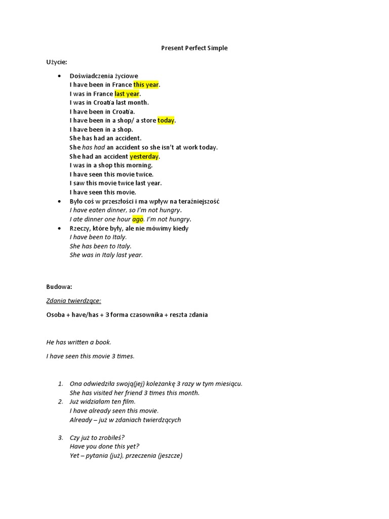 Present Perfect | PDF