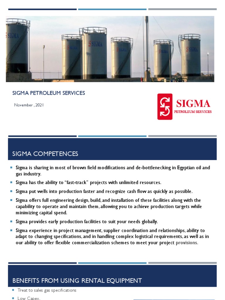 Sigma Petroleum Services Overview | PDF | Natural Gas Processing ...
