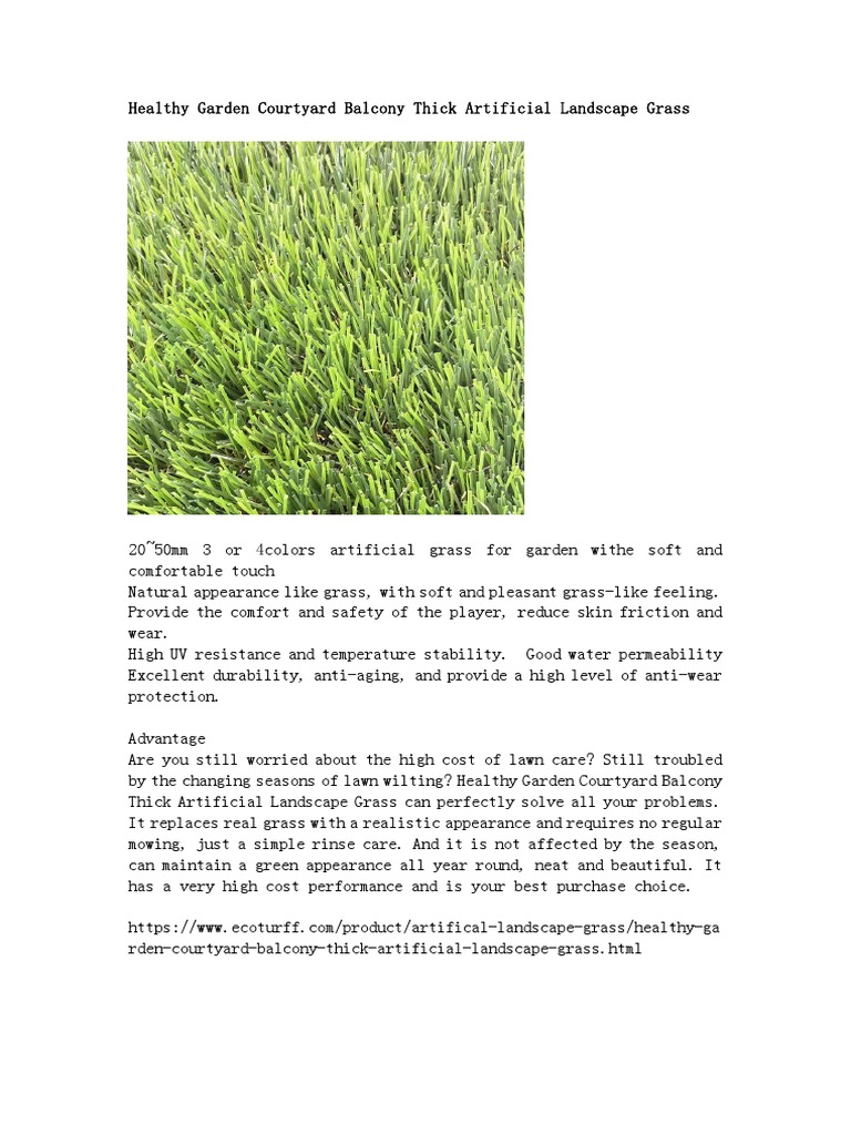 Healthy Garden Courtyard Artificial Landscape Grass | PDF