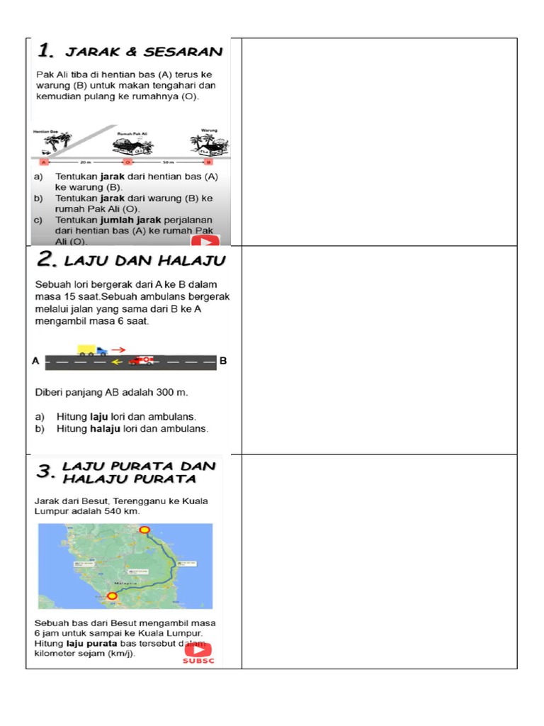 Latihan Jarak, Sesaran, Laju, Halaju | PDF