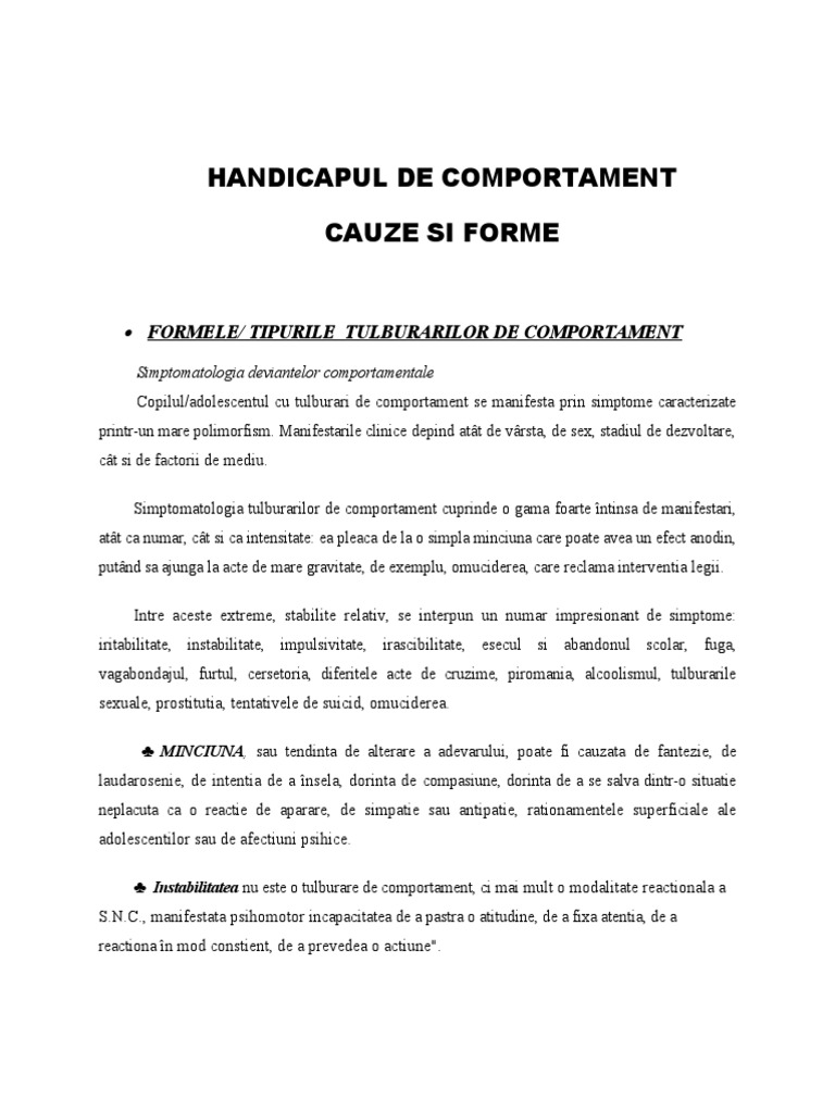 Handicapul de Comportament | PDF