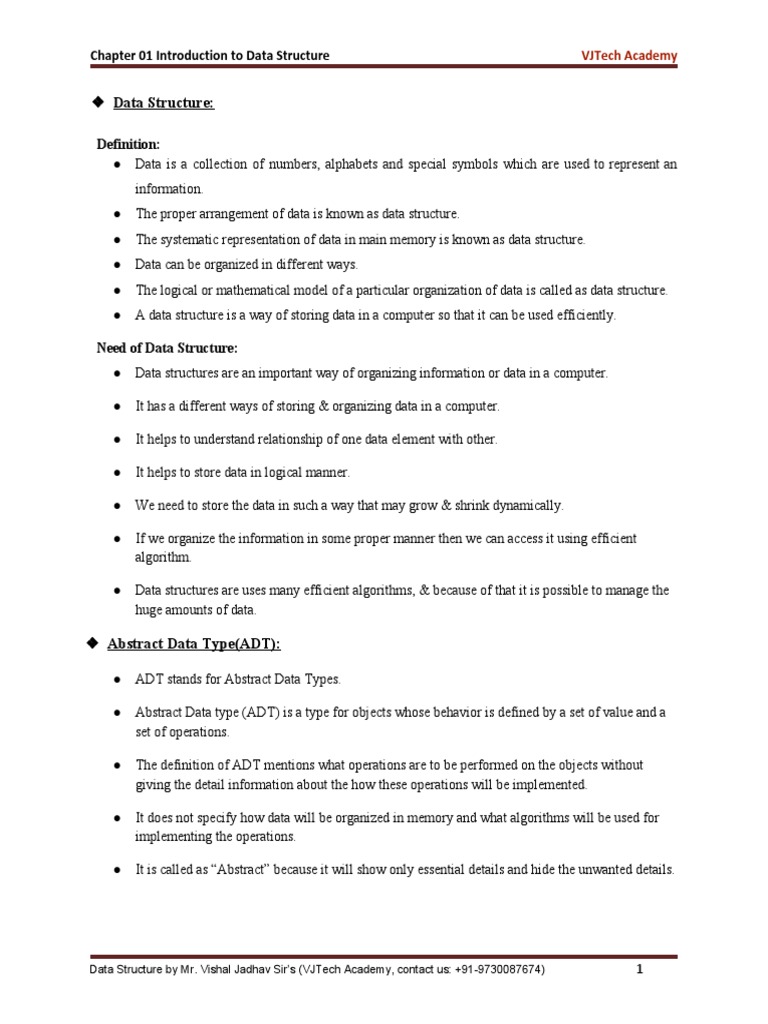 An Introduction to Fundamental Data Structure Concepts | PDF | Data Type | Data Structure