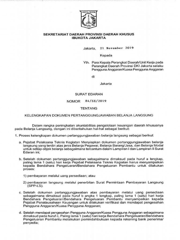 Surat Edaran Nomor 84se2019 - SPJ | PDF