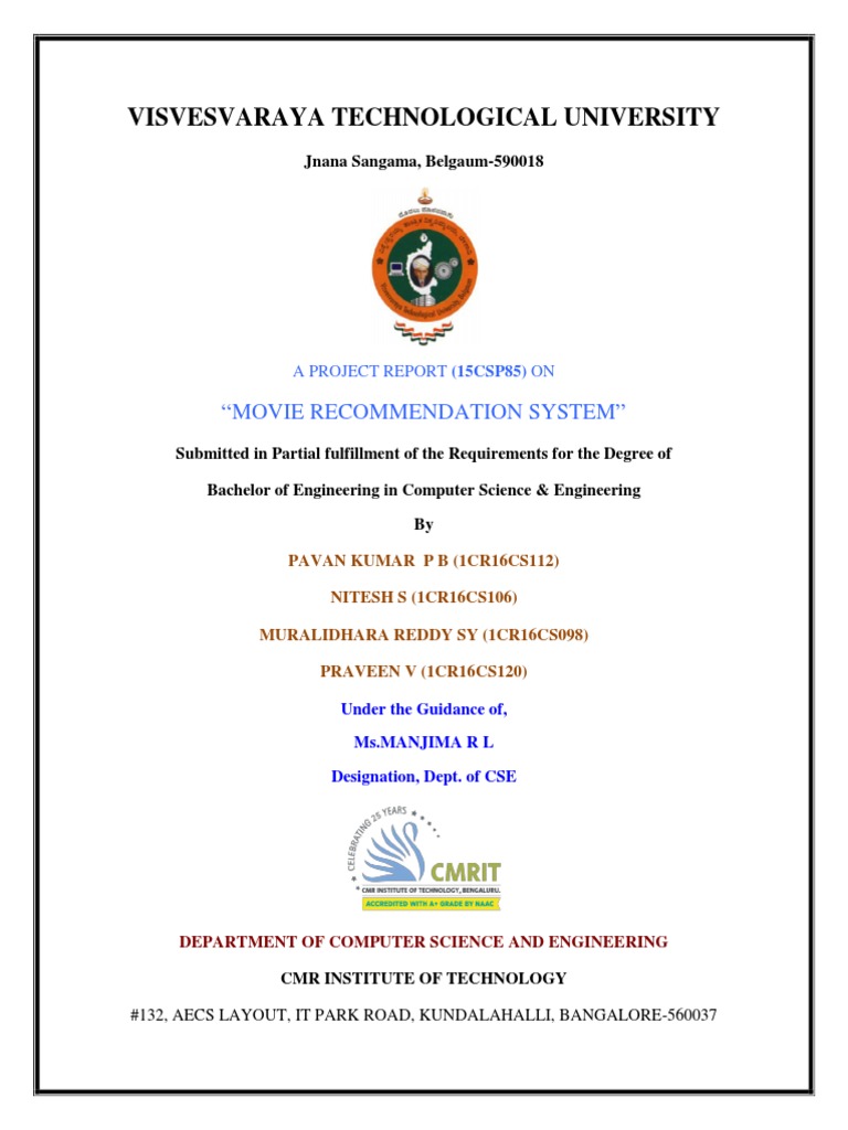 PR3215 - Movie - Recommendation - System-Report - PAVAN KUMAR P B | PDF ... PR3215 - Movie - Recommendation - System-Report - PAVAN KUMAR P B | PDF ...