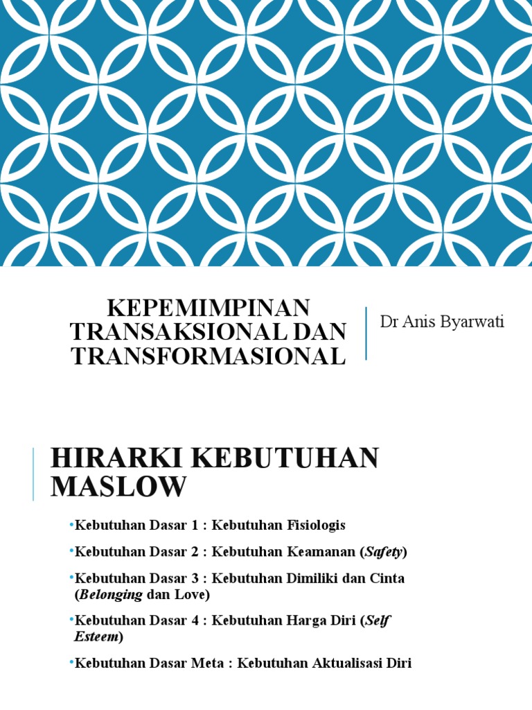 Topik 4 Teori Kepemimpinan Transaksional Dan Transformasional | PDF
