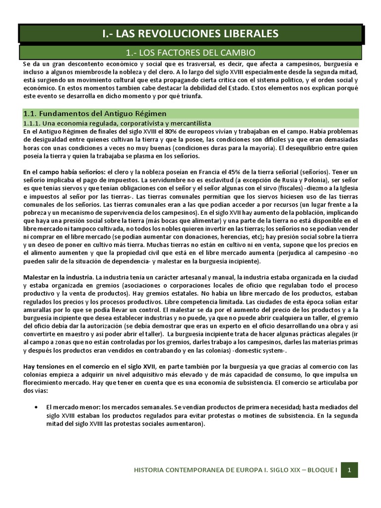 Revoluciones Liberales en Europa Siglo XIX | PDF | Liberalismo | Separación de poderes