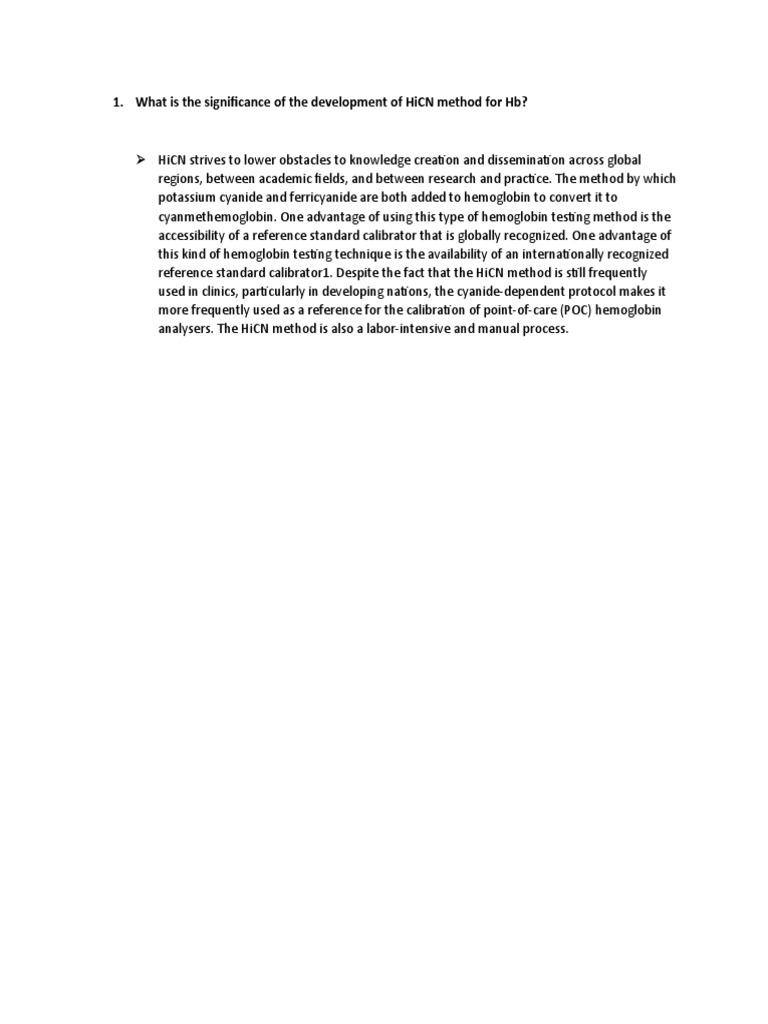 What Is The Significance of The Development of HiCN Method For HB | PDF ...
