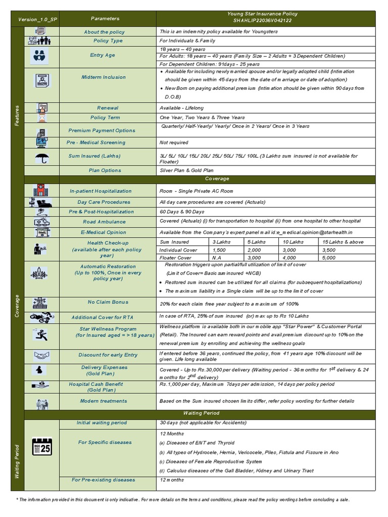 Young Star - One Pager - Version 1.4 - September 2021 | PDF | Insurance ...