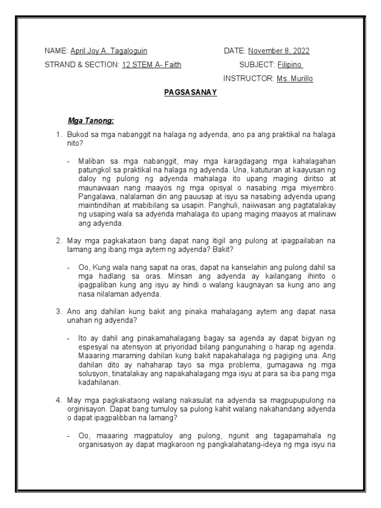 Tagaloguin Pagsasanay | PDF