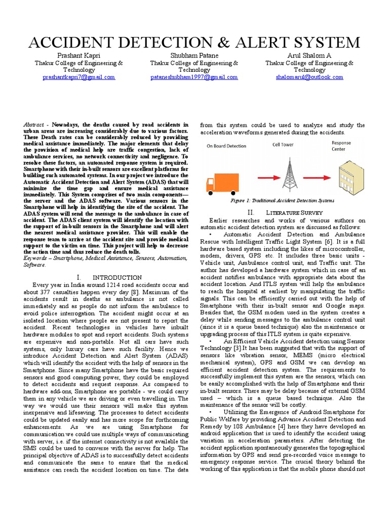 Accident Detection & Alert System: Prashant Kapri Shubham Patane Arul ...