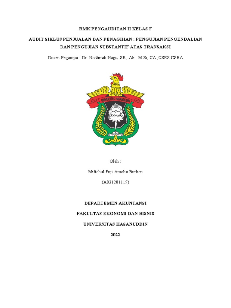 RMK CH 14 AUDIT SIKLUS PENJUALAN DAN PENAGIHAN - PENGUJIAN PENGENDALIAN DAN PENGUJIAN SUBSTANTIF ...