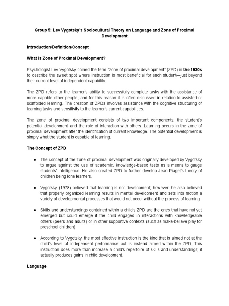 Lev Vygotsky Sociocultural Theory | PDF | Cognitive Development | Learning