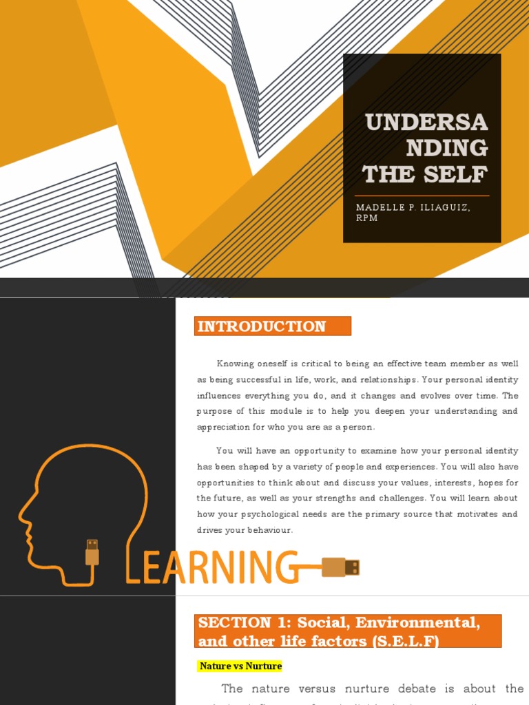 UTS Lesson 1 and 2 MPI | PDF | Nature Versus Nurture | Philosophy Of Self