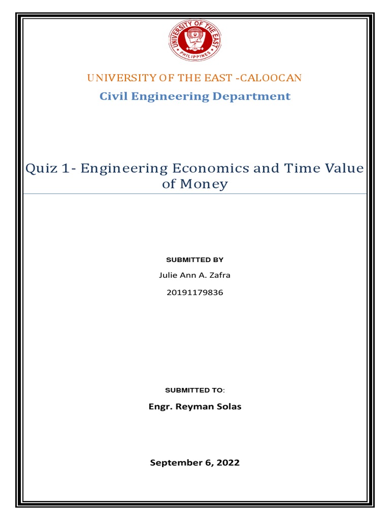 Engineering Economics Quiz1 | PDF | Science & Mathematics | Technology & Engineering