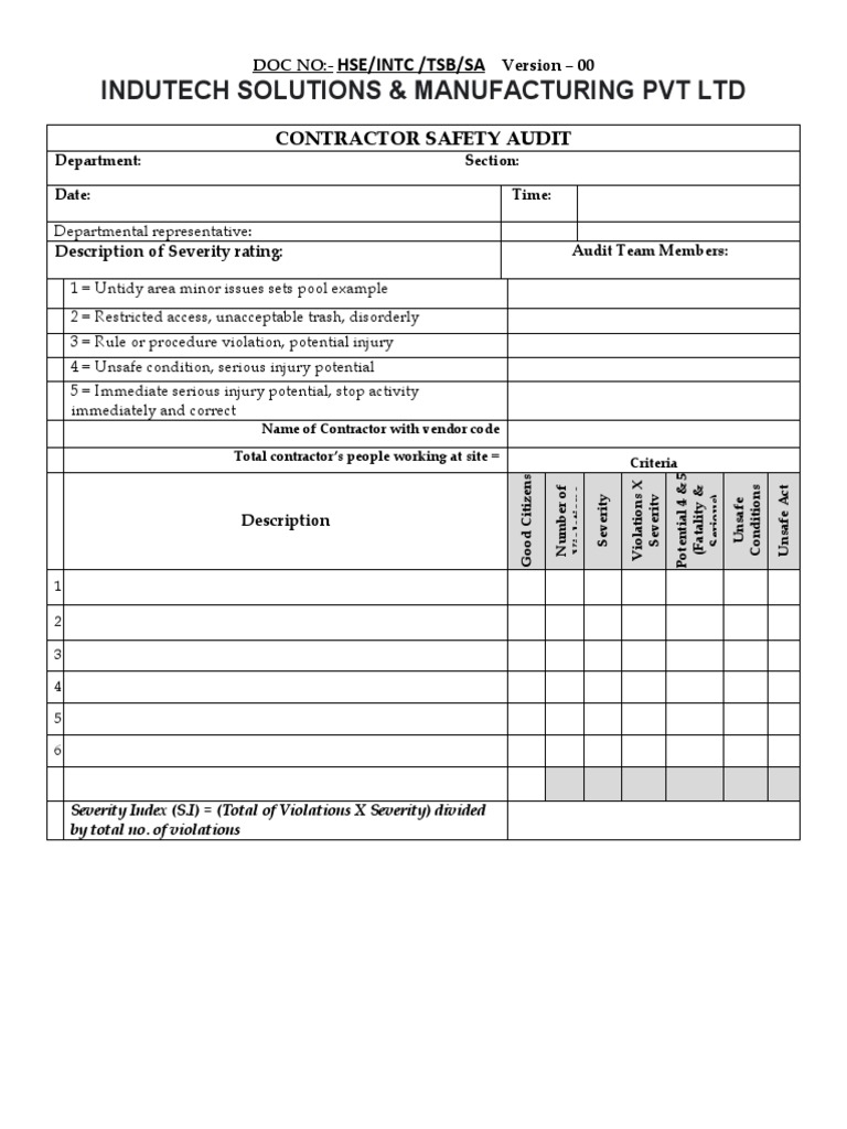 Contractor Safety Audit | PDF