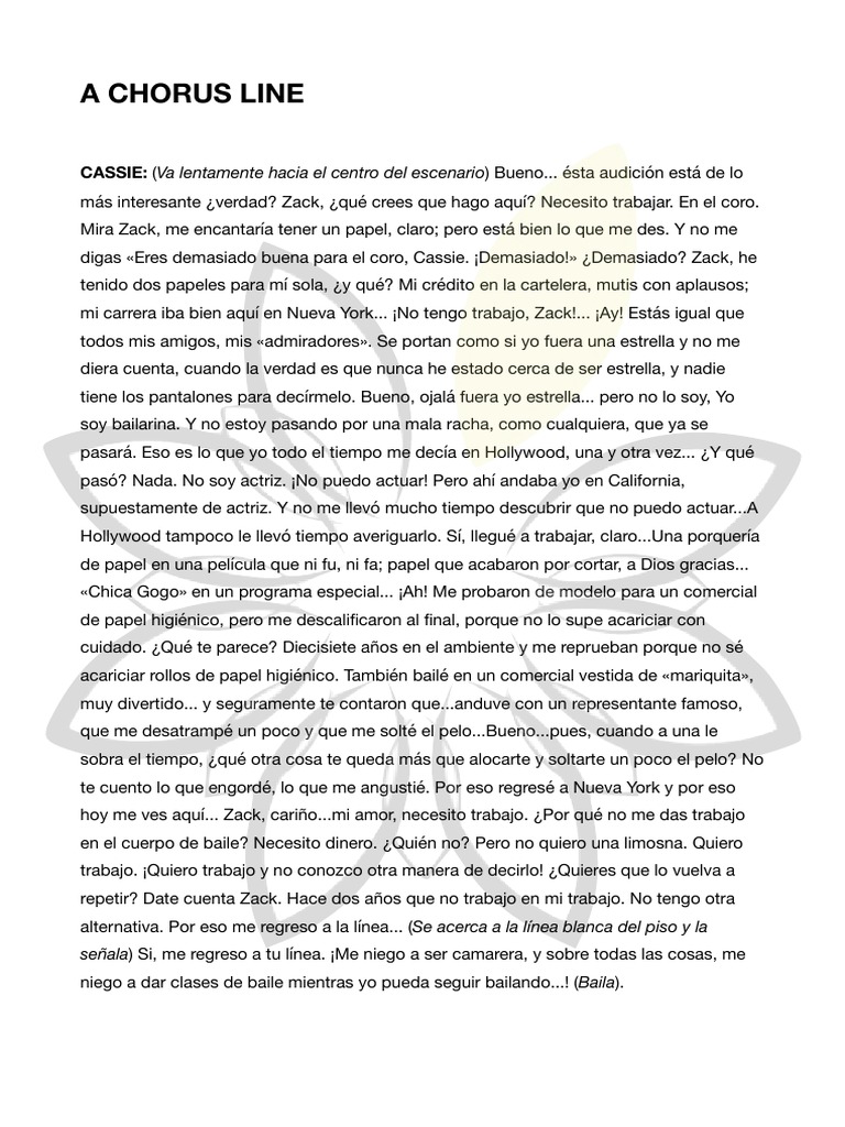 Monólogo CASSIE A Chorus Line | PDF
