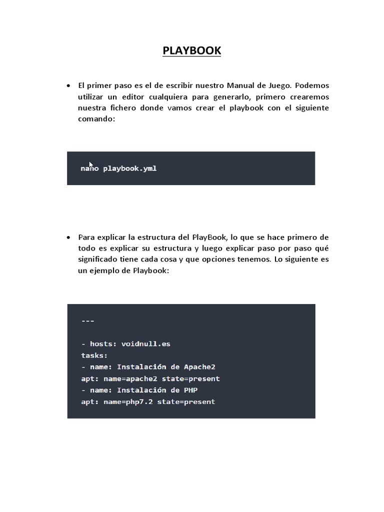 Guía de Playbooks Ansible | PDF | Informática | Desarrollo de software