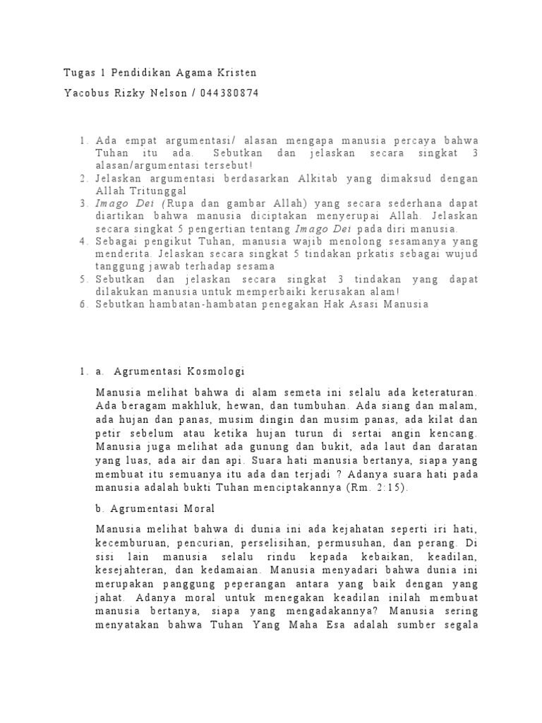 Tugas Pendidikan Agama Kristen | PDF | Filsafat | Pengembangan Diri