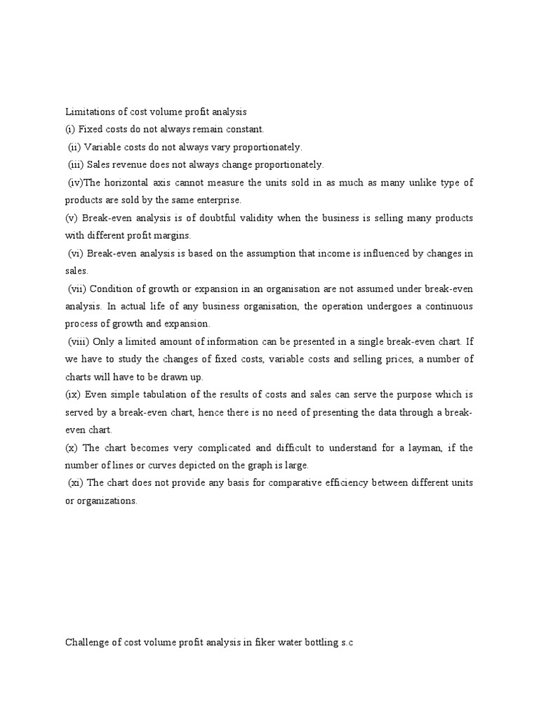 Limitations of CVP Analysis Explained | PDF