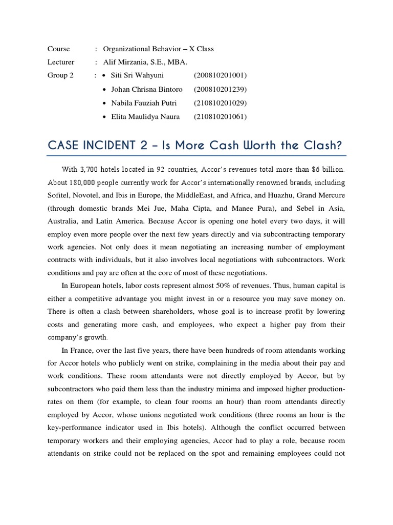 Case Study Analysis - Is More Cash Worth The Clash | PDF | Negotiation | Mediation