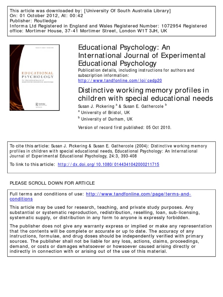 Educational Psychology: An International Journal of Experimental ...