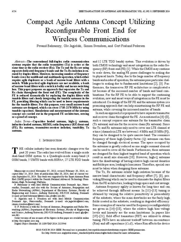 Compact Agile Antenna Concept Utilizing Reconfigurable Front End For Wireless Communications ...