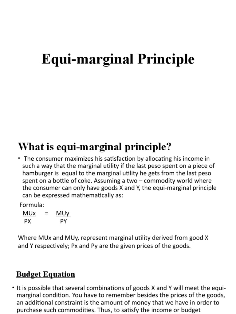 Equi Marginal Principle | PDF | Utility | Marketing