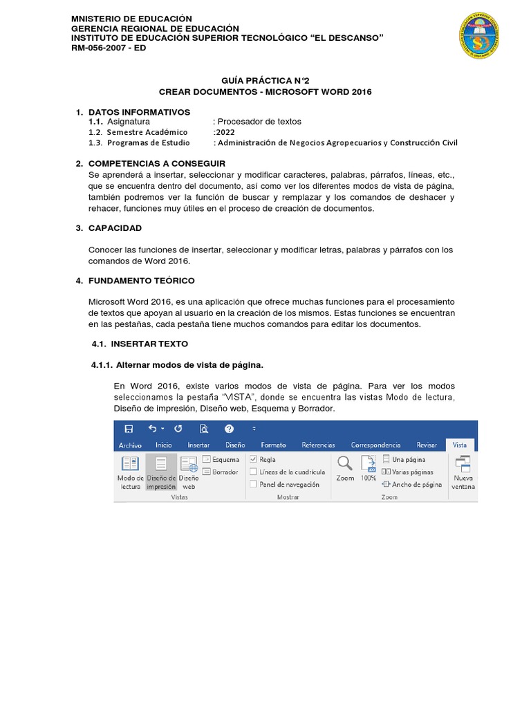 Procesador de Textos Guia #2 | PDF | Microsoft Word | Ventana (informática)