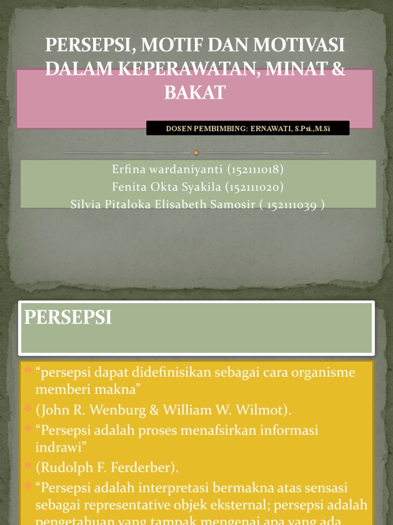Kel 8 Psikologi Persepsi Motivasi | PDF