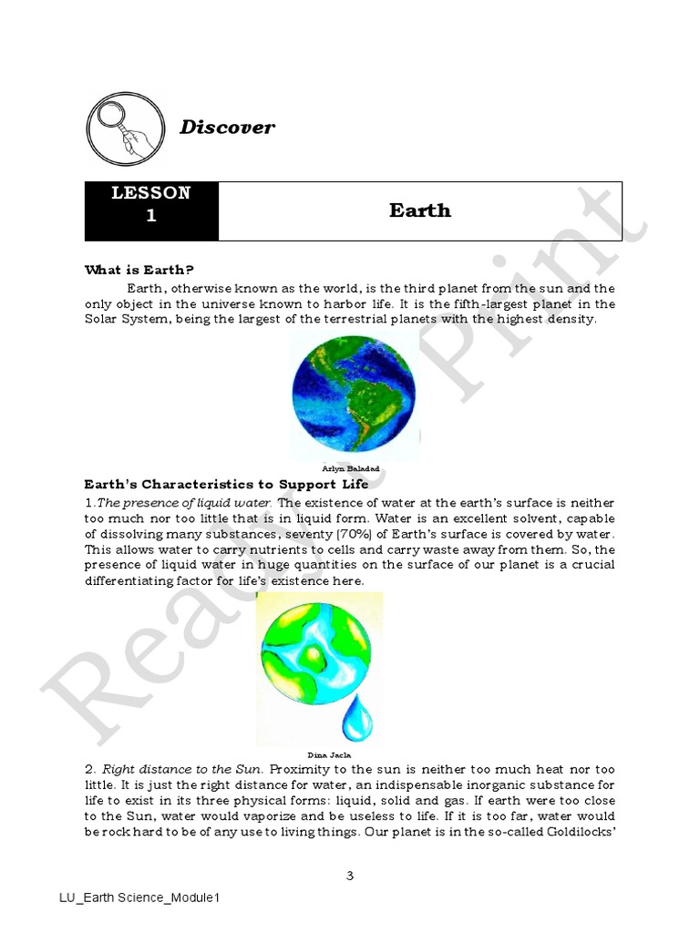 Earth's Characteristics To Support Life | PDF | Atmosphere | Earth