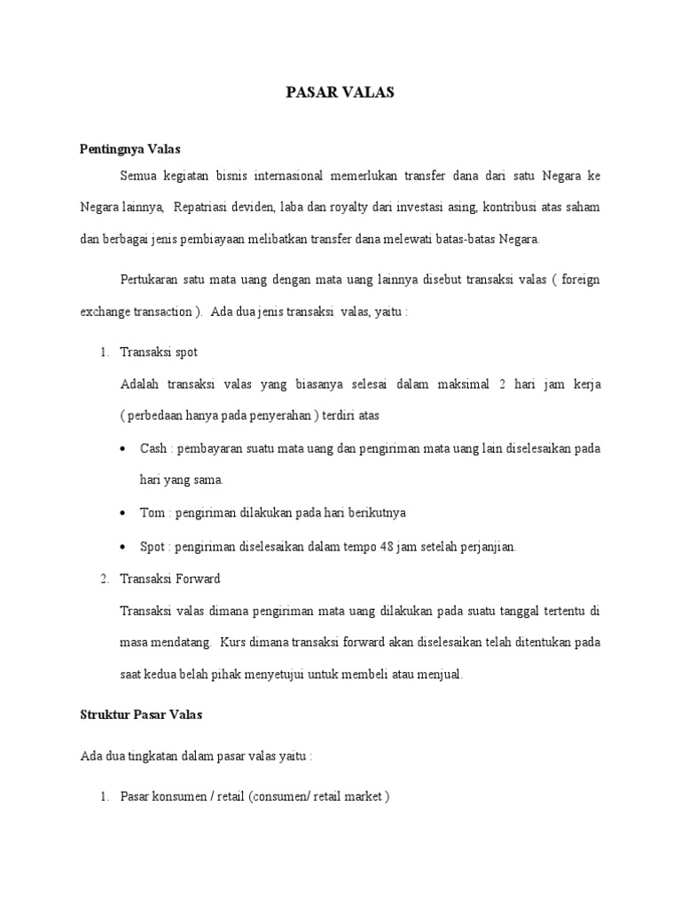 Struktur dan Jenis Pasar Valas | PDF | Pengelolaan Keuangan & Uang ...