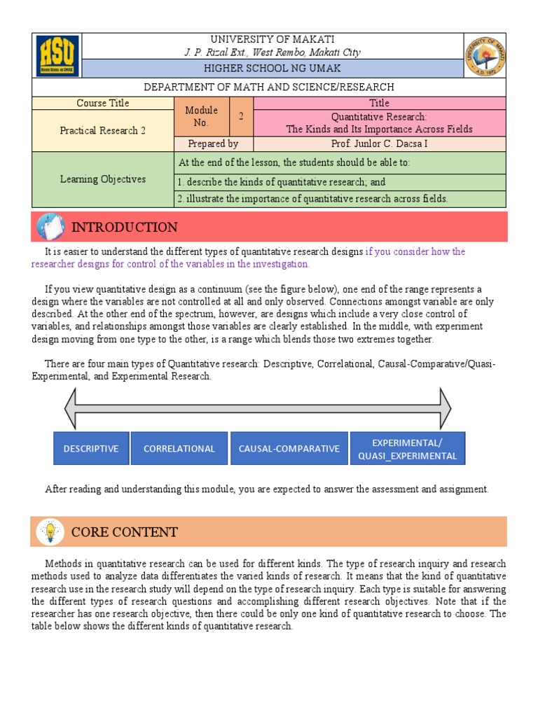 PRACTICAL RESEARCH 2 MODULE 2 (EDITED) by Mr. Junlor C. Dacsa I | PDF | Experiment | Survey ...