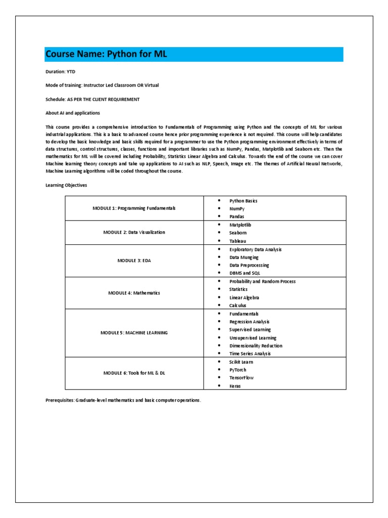 Python For ML | PDF | Machine Learning | Applied Mathematics Python For ML | PDF | Machine Learning | Applied Mathematics