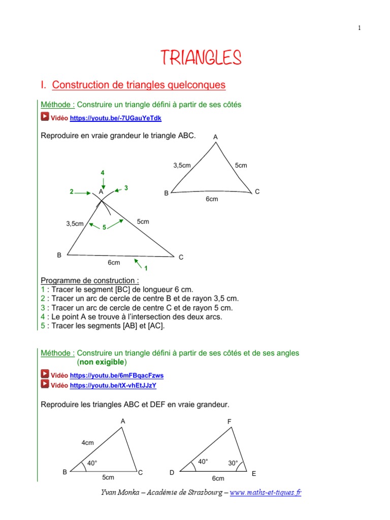 Construction de triangles géométriques | PDF | Triangle | Géométrie