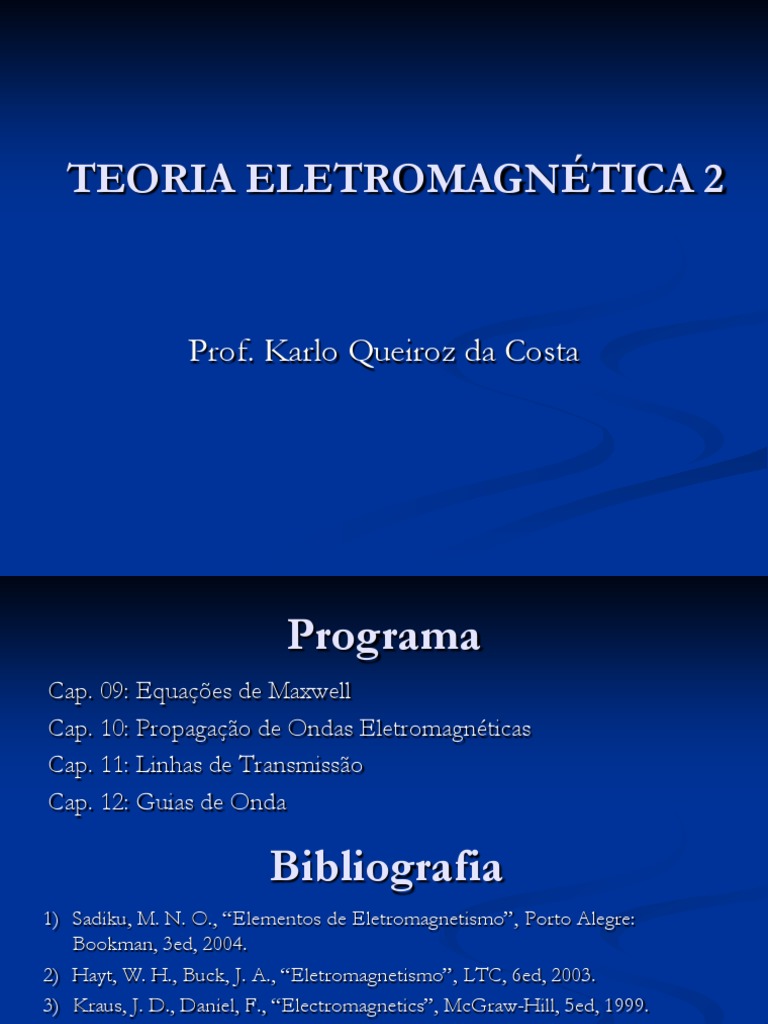 Resumo Cap - 9 Sadiku Eletromag | PDF | James Clerk Maxwell | Quantidades físicas
