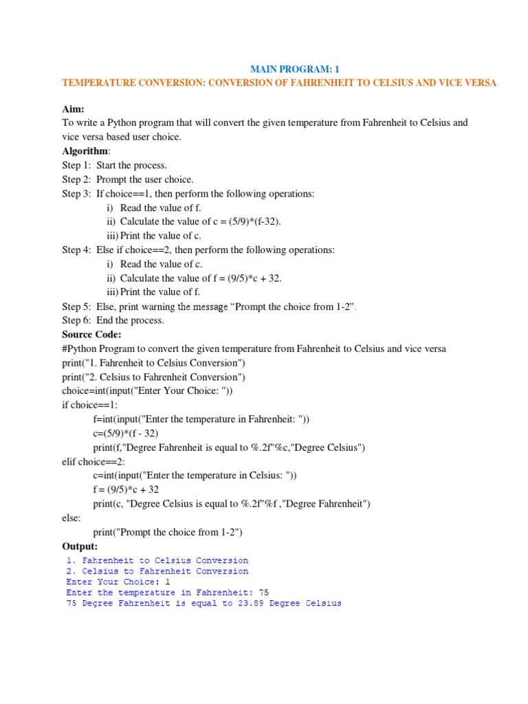 Python Main Programs Set 1 | PDF | Area | Fahrenheit