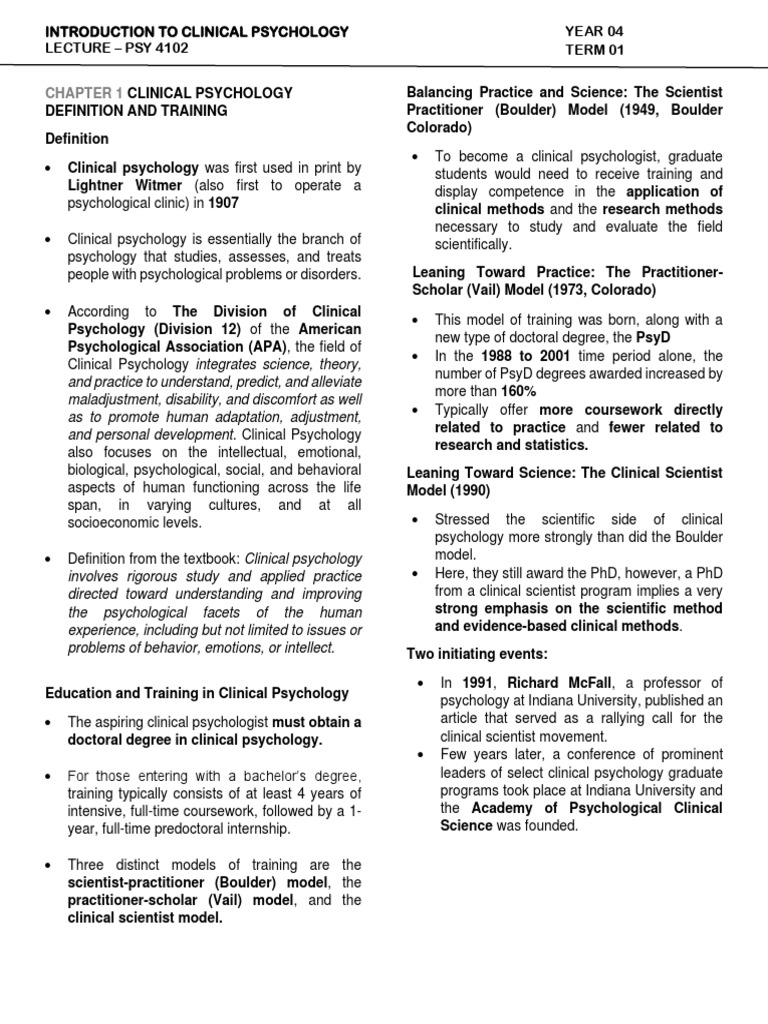 Clinical Psych Notes | PDF | Diagnostic And Statistical Manual Of ...