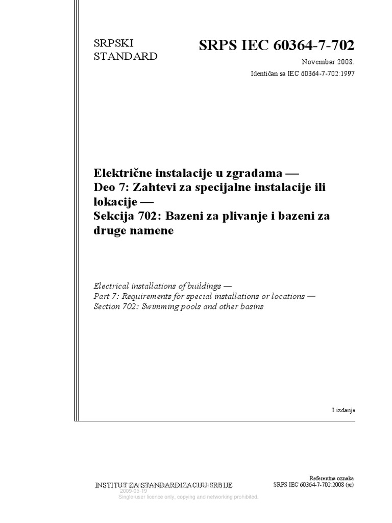 SRPS Iec 60364-7-702 | PDF