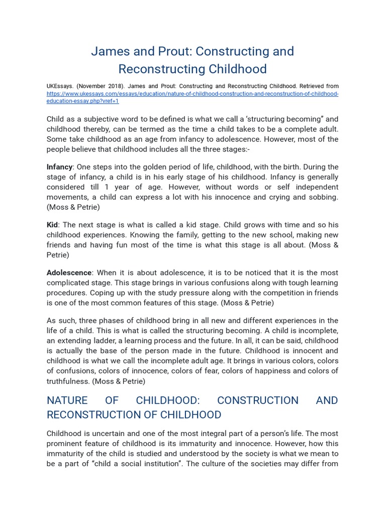 James and Prout - Constructing and Reconstructing Childhood | PDF ...