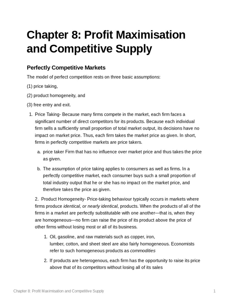Chapter 8 Profit Maximisation and Competitive Supply | PDF | Supply (Economics) | Profit (Economics)
