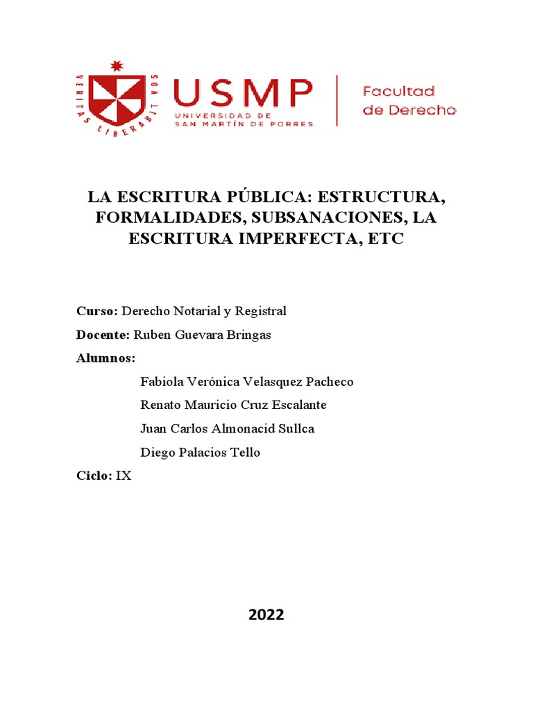 Estructura y Tipos de Escritura Pública | PDF | Voluntad y testamento ...
