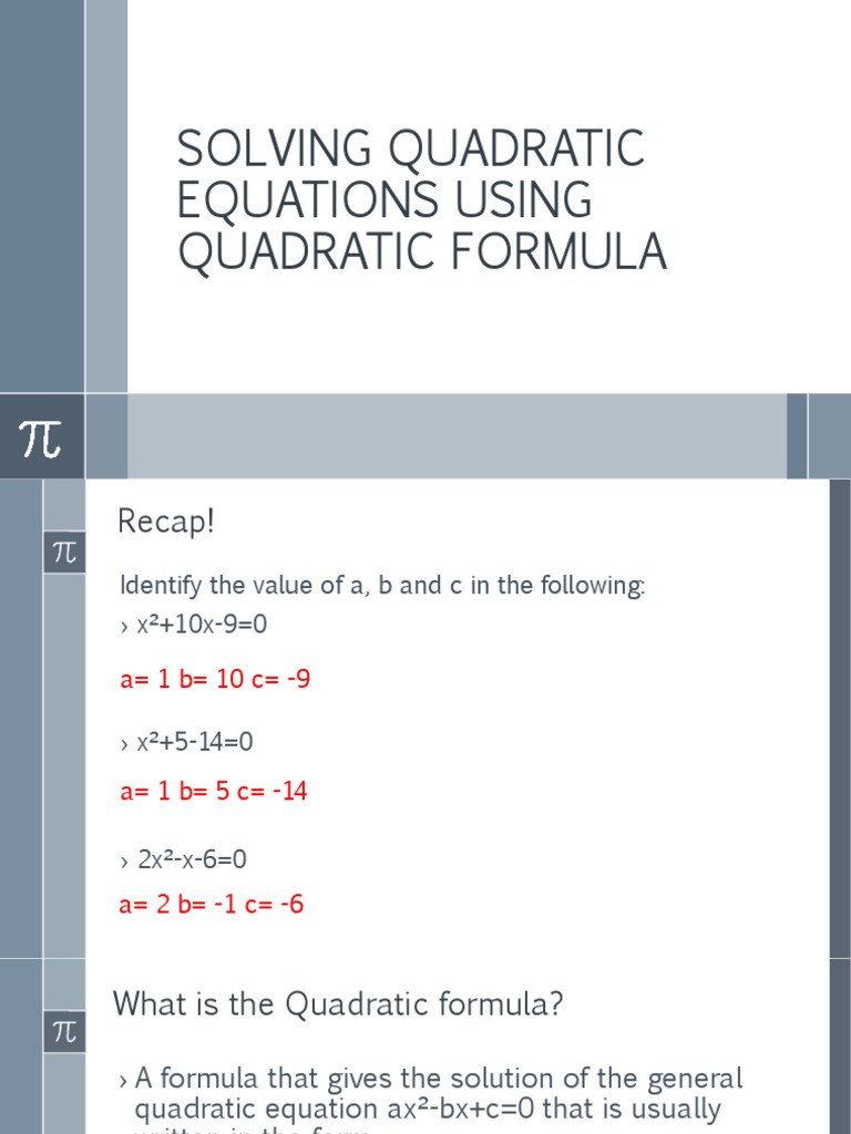 Quadratic Formula for Students | PDF