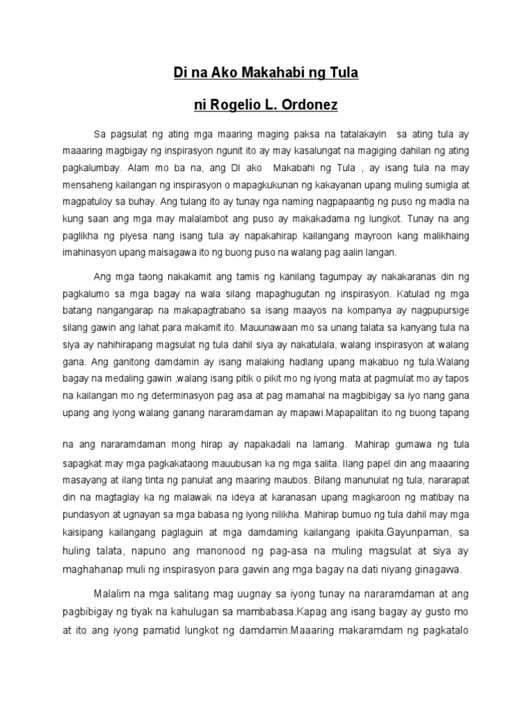 Di Na Ako Makahabi NG Tula | PDF