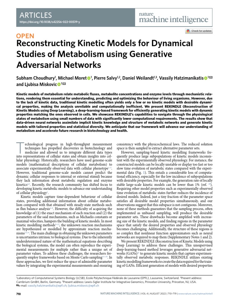 Reconstructing Kinetic Models For Dynamical Studies of Metabolism Using Generative Adversarial ...