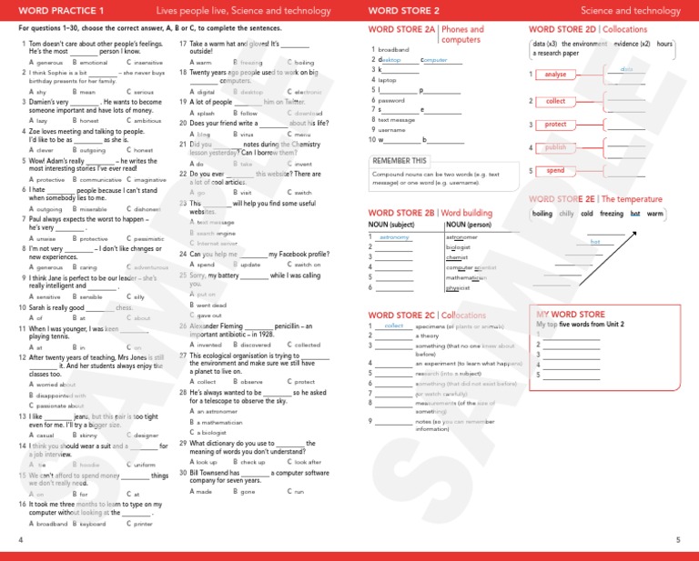 Focus 2E SB2 U1 Word Store 2 | PDF | Science