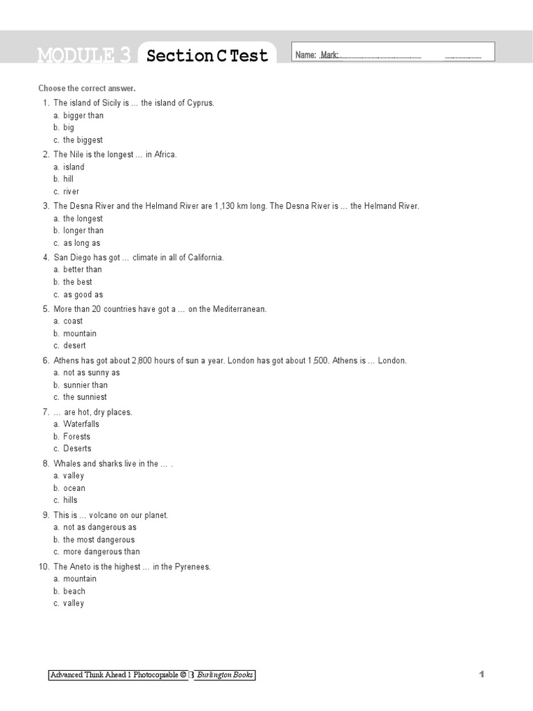 03AdvancedThinkAhead1 Mod3 SecC | PDF | Desert | Mountains