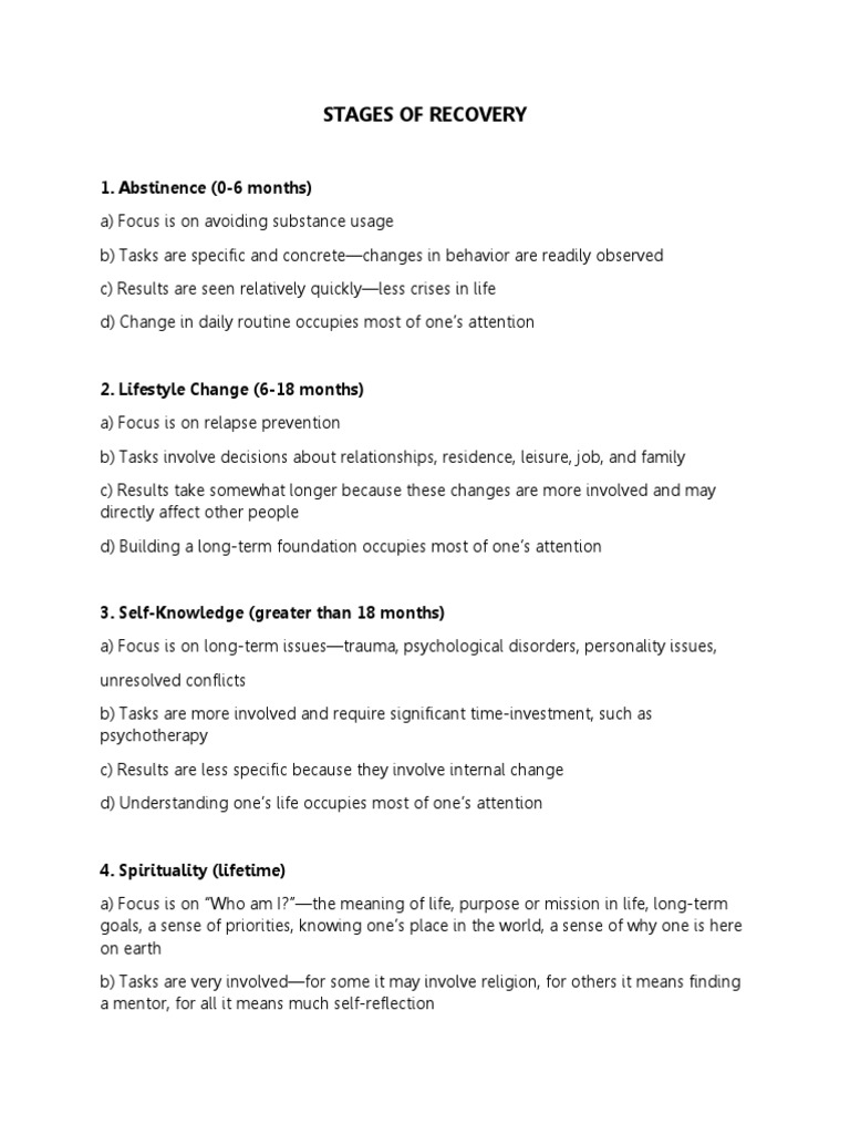 Stages of Recovery | PDF