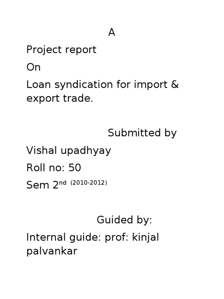 Loan Syndication for Trade Report | PDF | Business | Technology ...