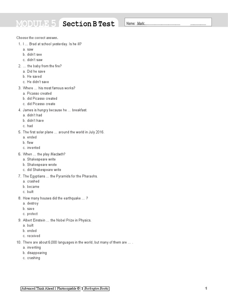 02AdvancedThinkAhead1 Mod5 SecB | PDF