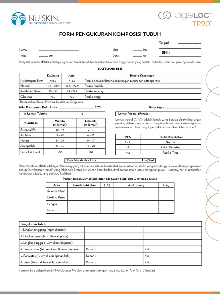 Form Pengukuran Komposisi Tubuh | PDF